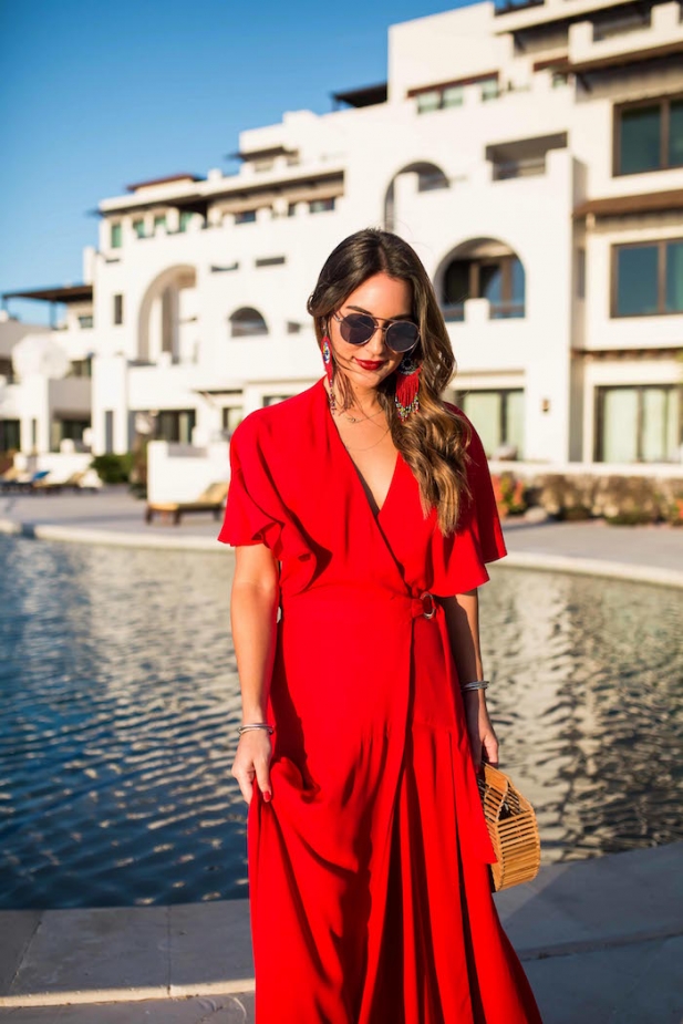 Red Wrap Maxi Dress